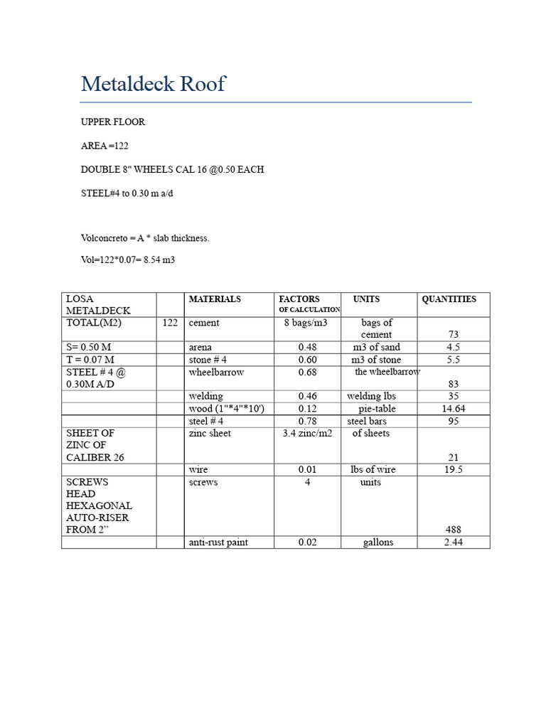 Calculation of Metaldeck Slab | PDF | Building Technology | Mechanical ...
