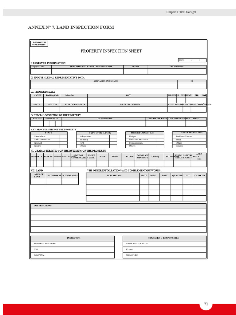 ANNEX No. 07 LAND INSPECTION FORM | PDF