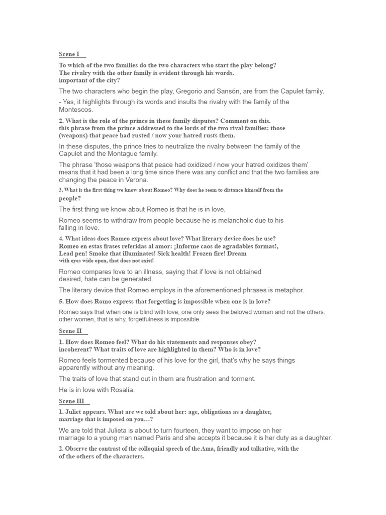 Questions Romeo | PDF | Characters In Romeo And Juliet | Romeo And Juliet