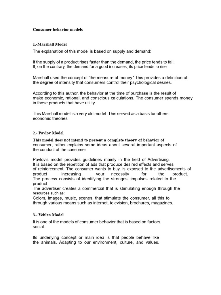 Consumer behavior models | PDF | Behavior | Consumer Behaviour