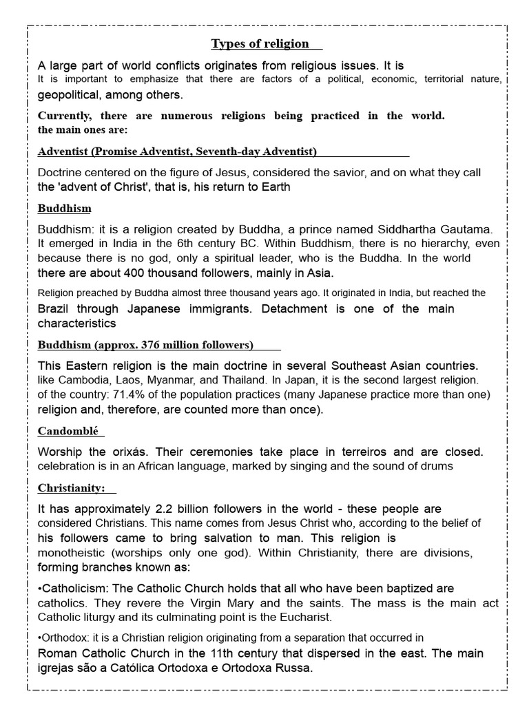 Types of Religion | PDF | Catholic Church | Religious Texts