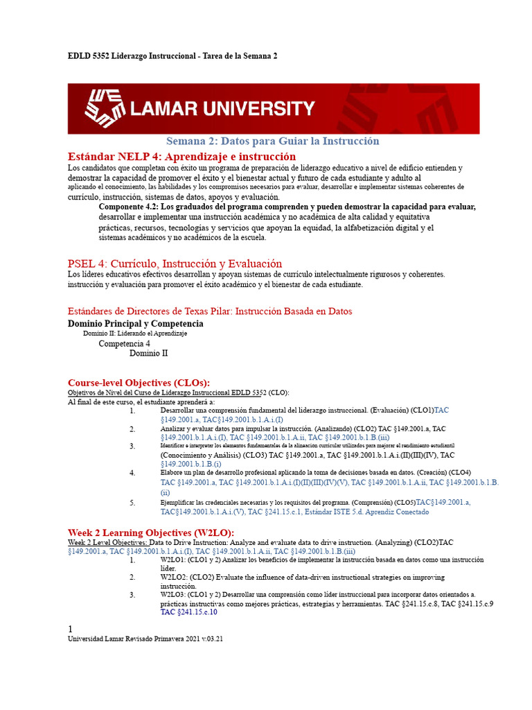EDLD 5352 Semana 2 Plantilla de Asignación de Datos para Impulsar La Instrucción v.03.21 | PDF ...
