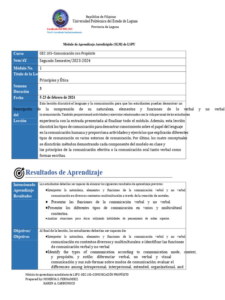 Módulo en Gec 105 | PDF | Comunicación | Palabra