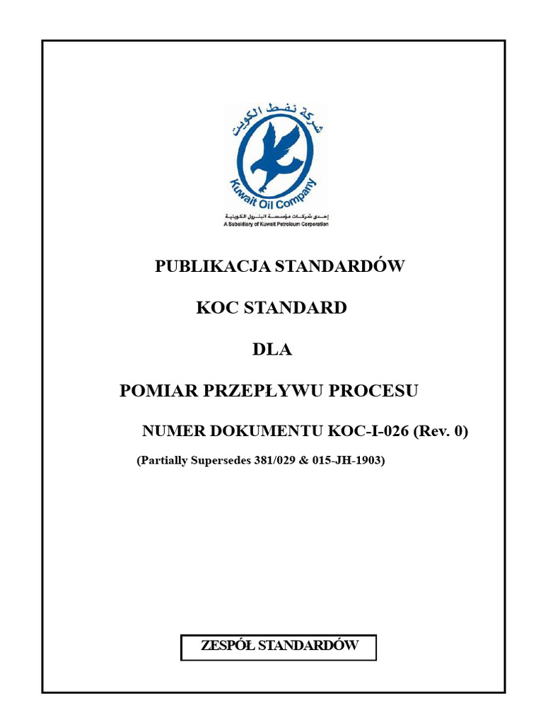Koc Standard DLA Pomiar Przepływu Procesu | PDF