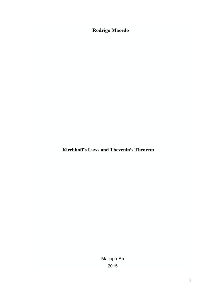 Kirchhoff's Laws & Thevenin's Theorem | PDF | Electrical Network | Voltage