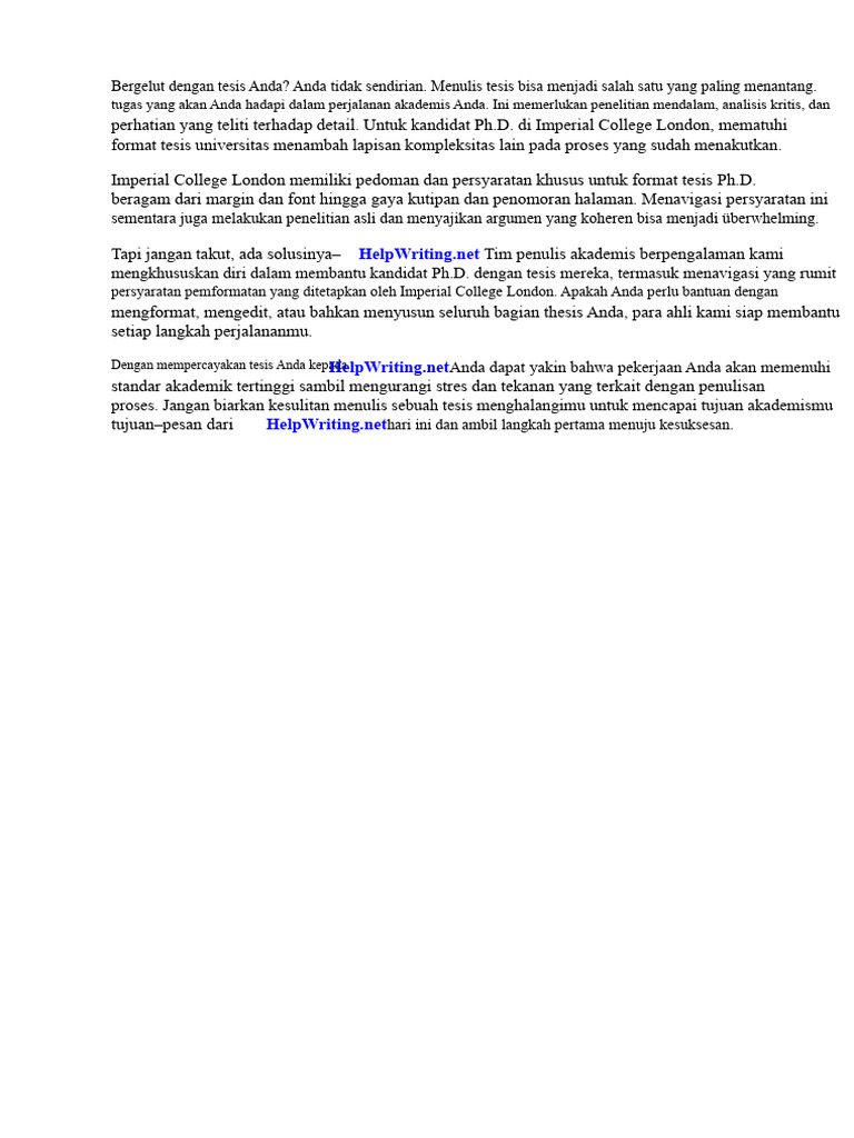 Panduan Tesis Ph.D. Imperial College | PDF
