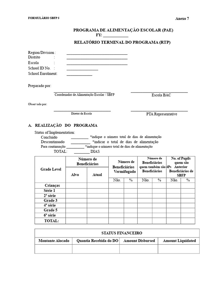 RELATÓRIO TERMINAL DO PROGRAMA SBFP-2019 | PDF