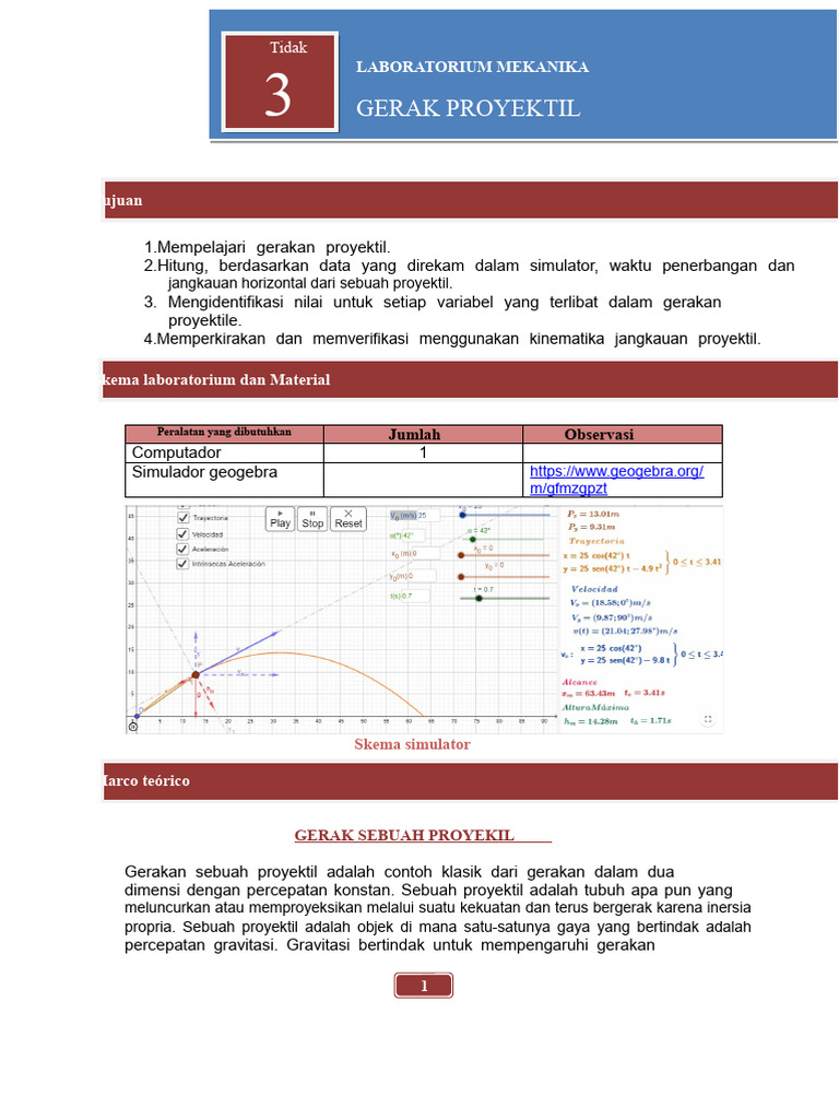 Lab. Gerakan Proyektil | PDF