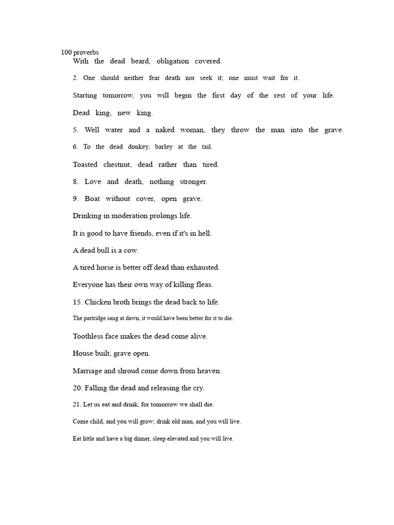100 Thought-Provoking Proverbs on Life | PDF