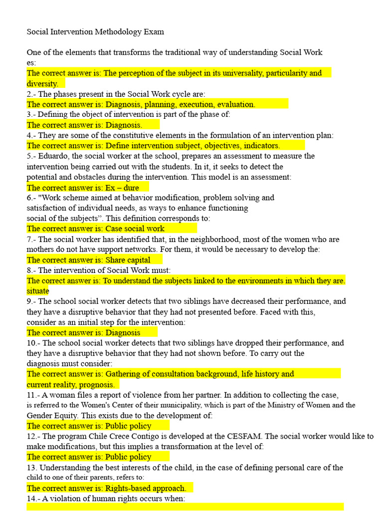 Summary of Social Intervention Methodology Exam | PDF | Methodology ...