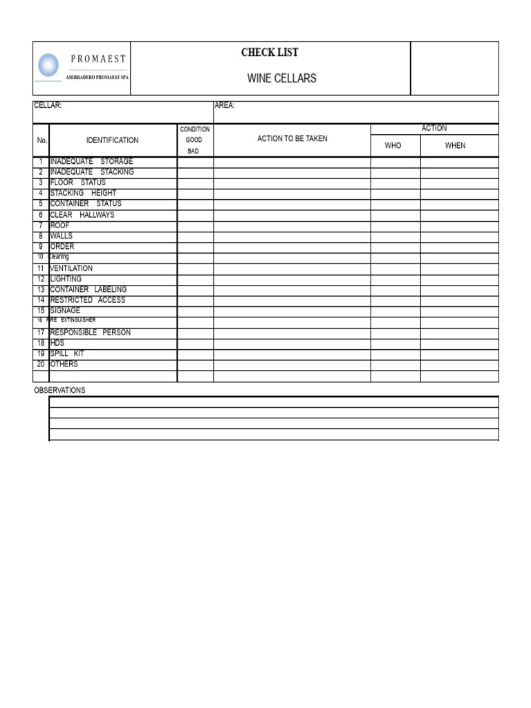 Warehouse Checklist | PDF