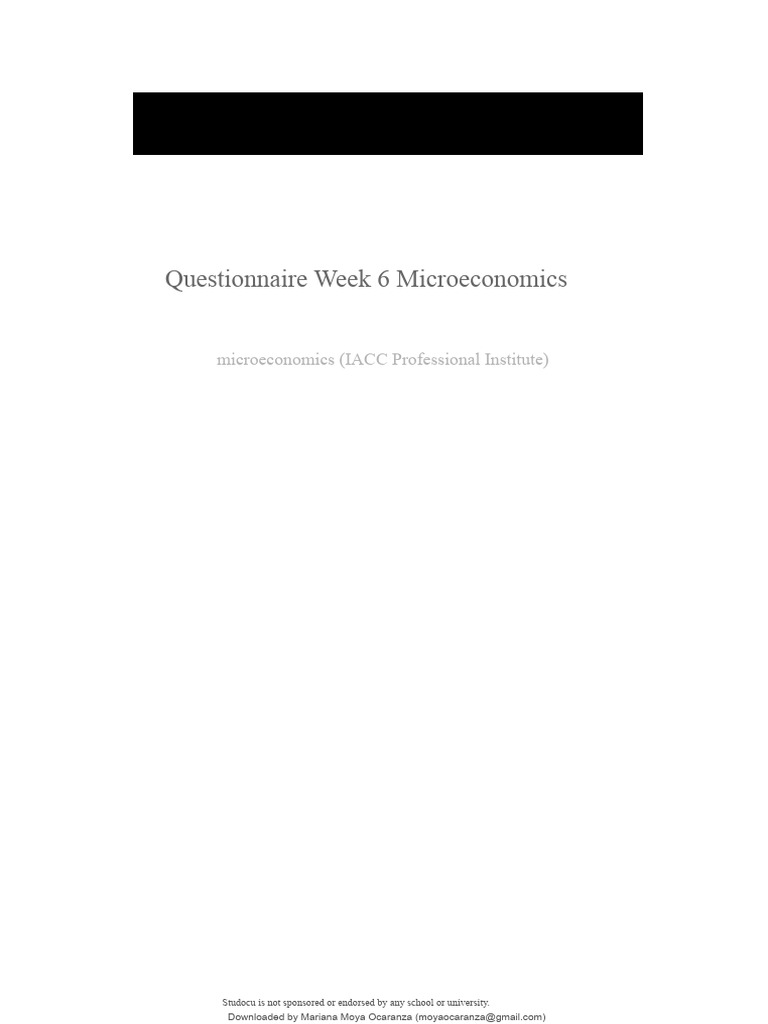 Week 6 Microeconomics Questionnaire | PDF | Elasticity (Economics) | Demand