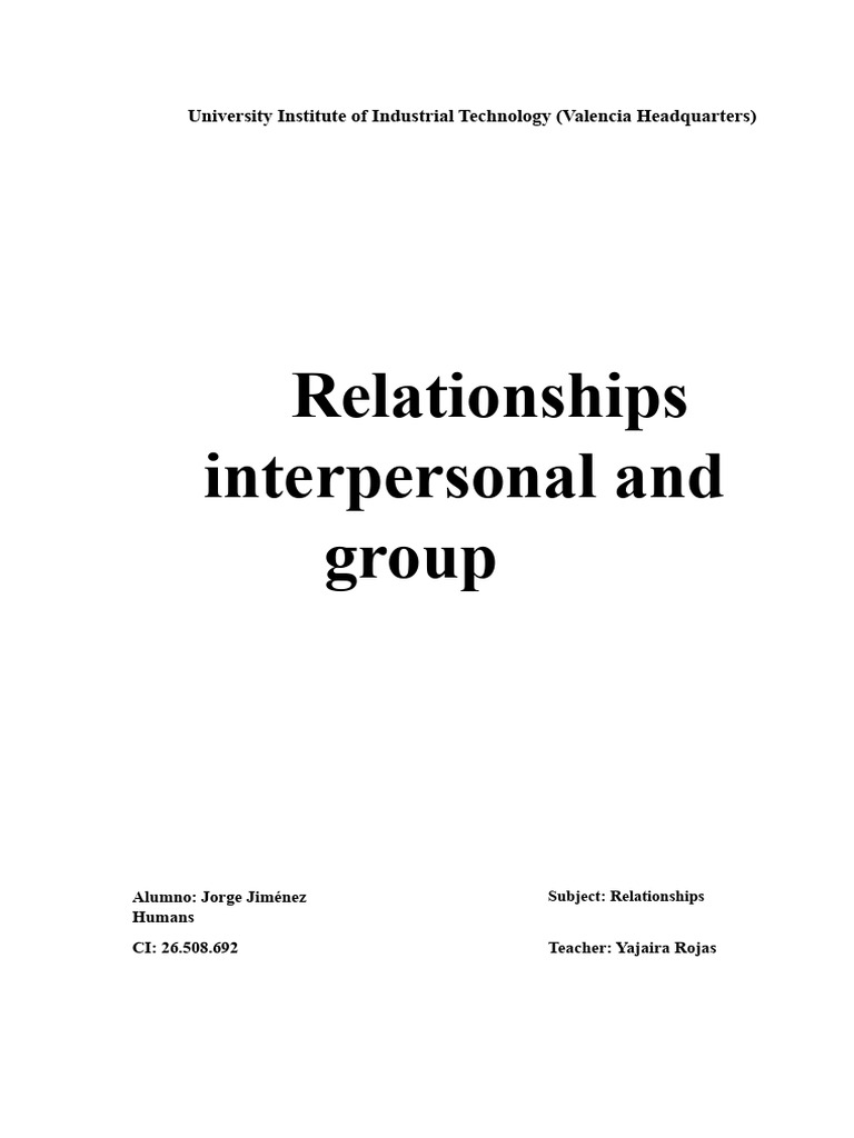 Understanding Interpersonal Relationships | PDF | Socialization | Group ...