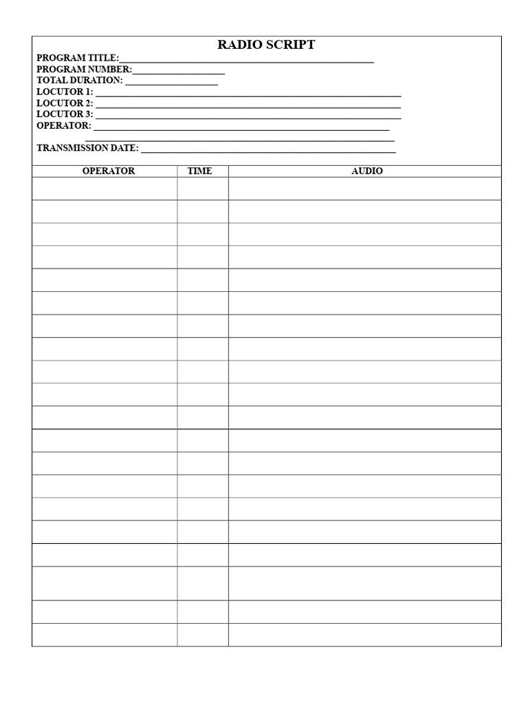 Radio Script Template for Broadcast | PDF