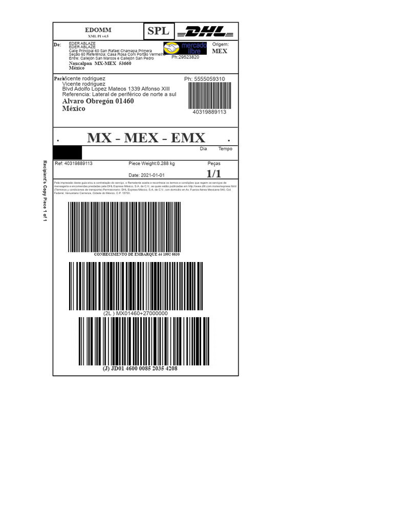 Guia de Envio DHL México 2021 | PDF | México | Militares do México