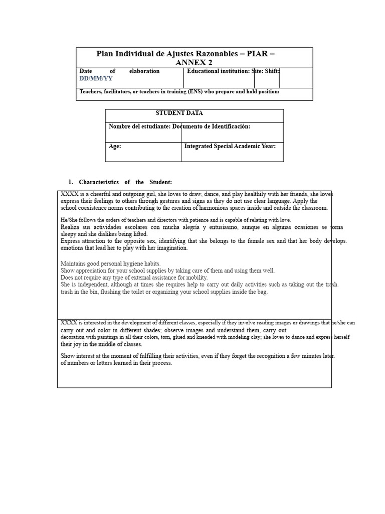 Individual Plan For Reasonable Adjustments | PDF | Teachers | Inclusion ...