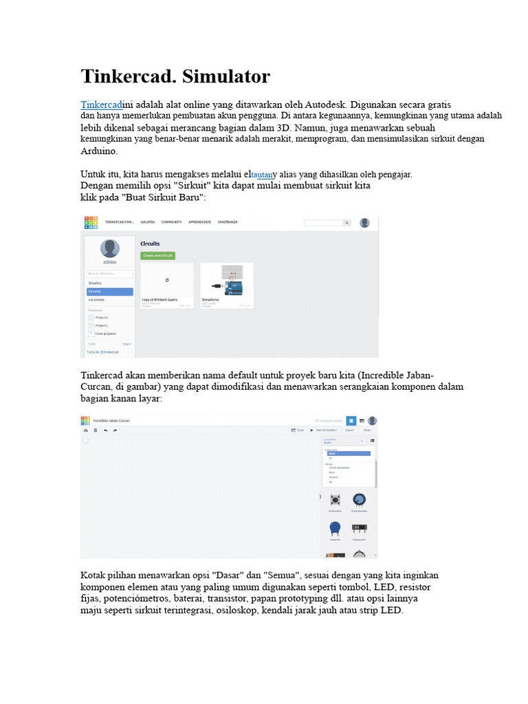 Tinkercad: Desain dan Simulasi Sirkuit 3D | PDF