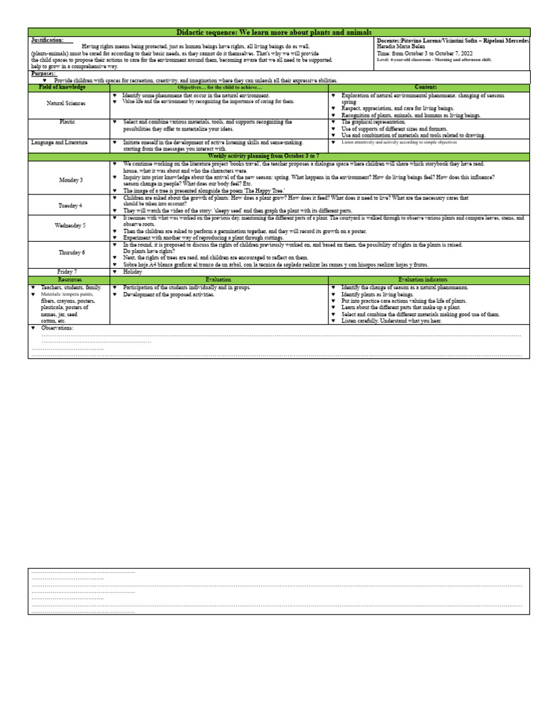 Didactic Sequence We Learn More About Plants and Animals | PDF | Plants ...