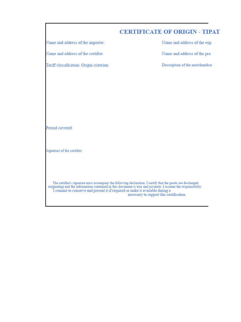 Certifier Signature on Origin Certificate | PDF