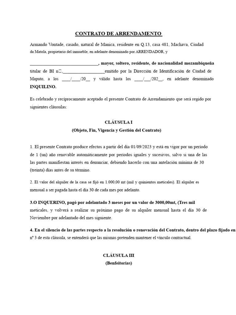 Contrato de Arrendamiento Nkobe 2 | PDF | Daños y perjuicios