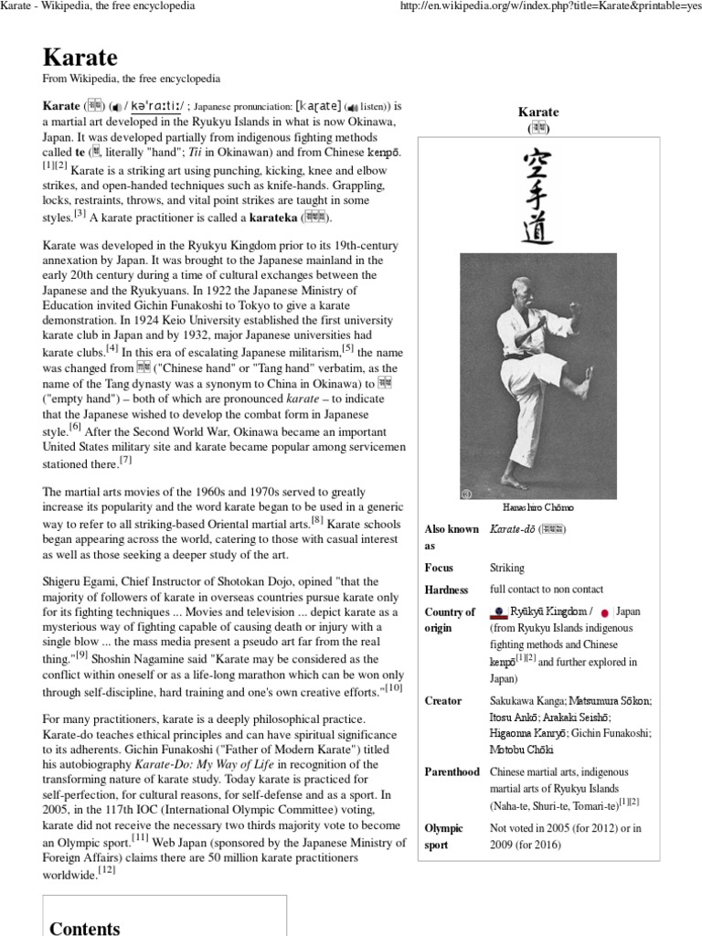 Karate - Wikipedia, The Free Encyclopedia | PDF | Karate | Shotokan