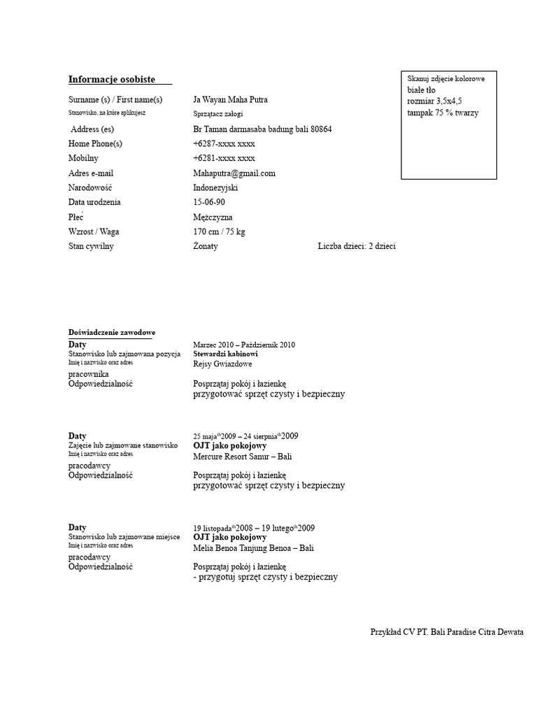 Przykład CV BPC | PDF