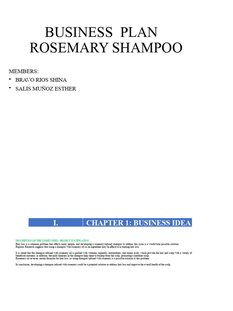 Rosemary Shampoo Business Plan | PDF | Shampoo | Economies