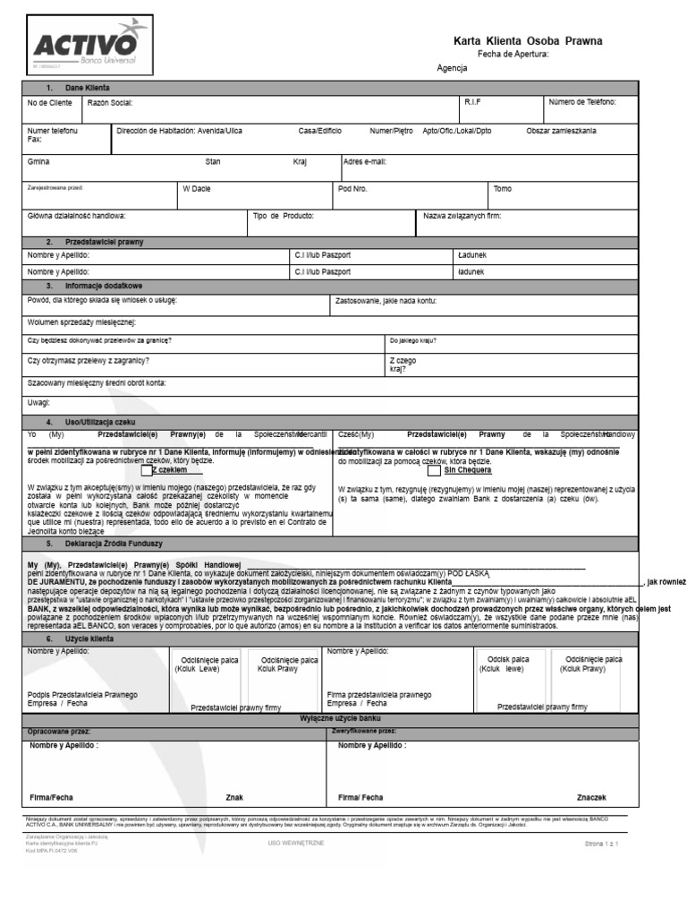 KARTA-KLIENTA-banko Aktywne | PDF