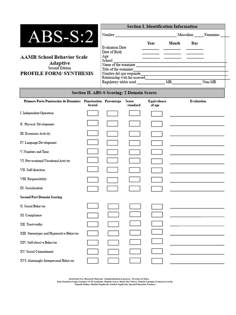 ABS Protocol Form | PDF | Psychology | Psychological Concepts