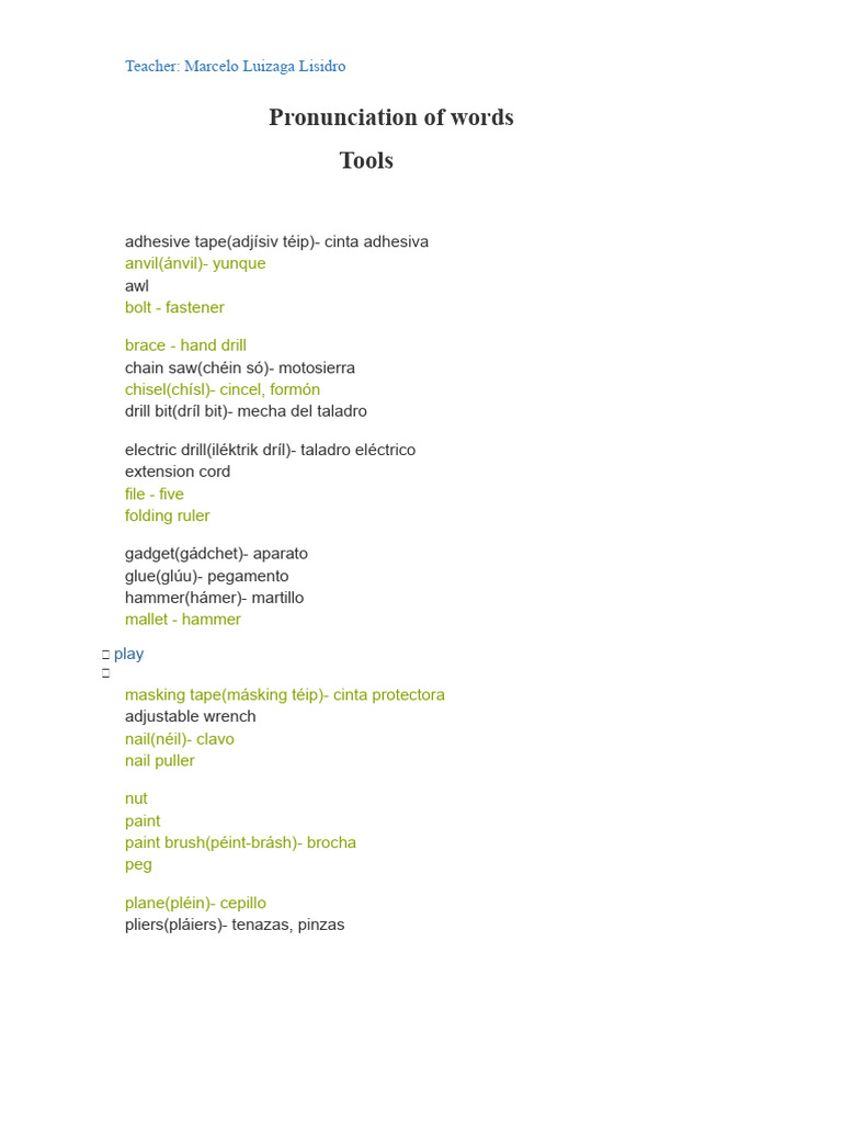 Pronunciation of Words | PDF