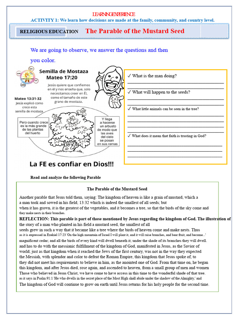 Tuesday 20 FILE The Parable The Mustard Seed | PDF | Jesus | Christian ...