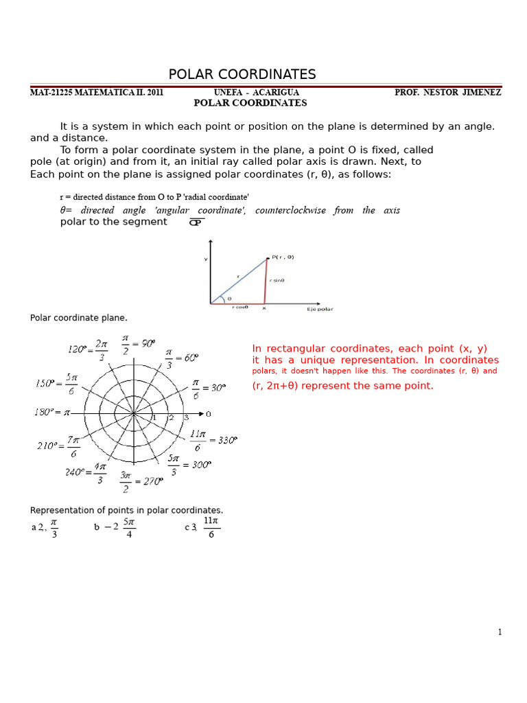 Polar Coordinates (Complete) | PDF | Coordinate System | Elementary ...