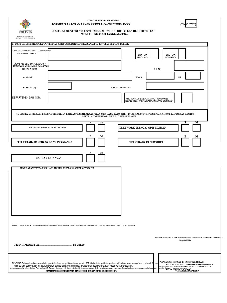 Formulir Laporan Sumpah Perusahaan | PDF