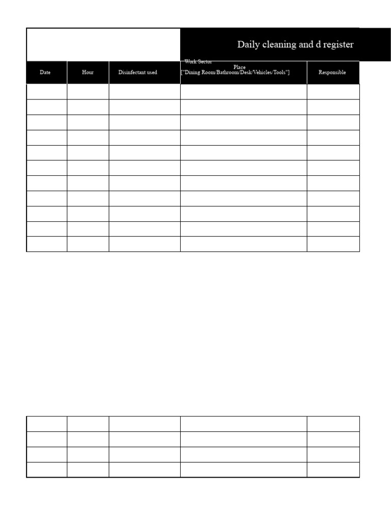 Daily Cleaning and Disinfection Log | PDF