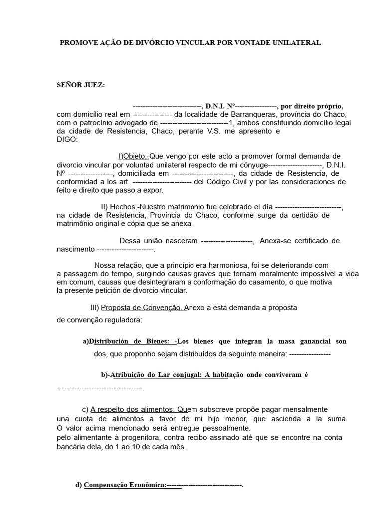 Divórcio Vincular por Vontade Unilateral | PDF | Divórcio | Sentença ...