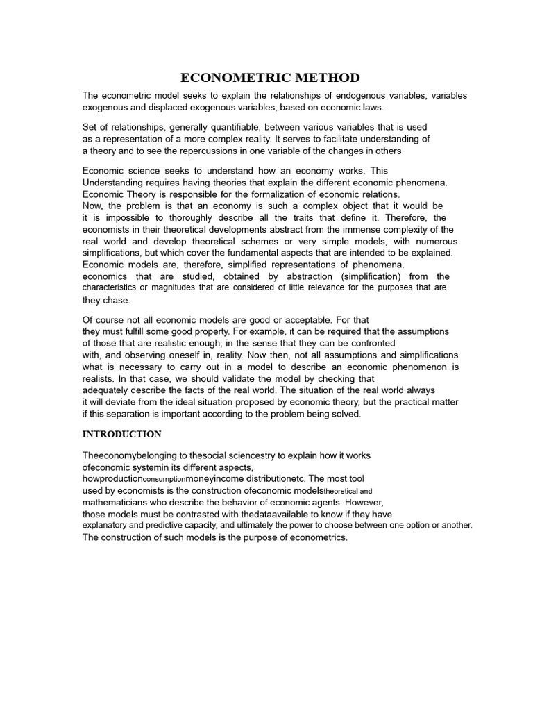 Econometric Method | PDF | Econometrics | Endogeneity (Econometrics)