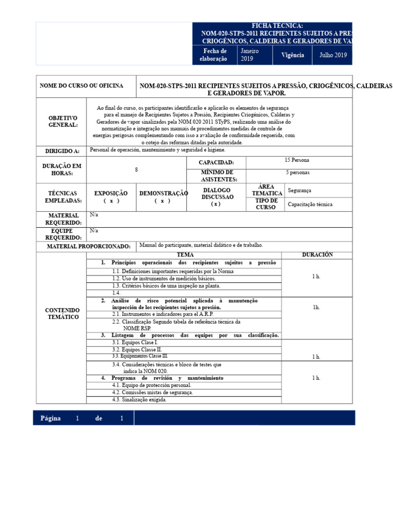 Ficha Técnica Nom 020 Stps | PDF
