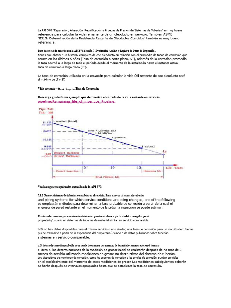 Cálculo de Vida Remanente en Oleoductos | PDF