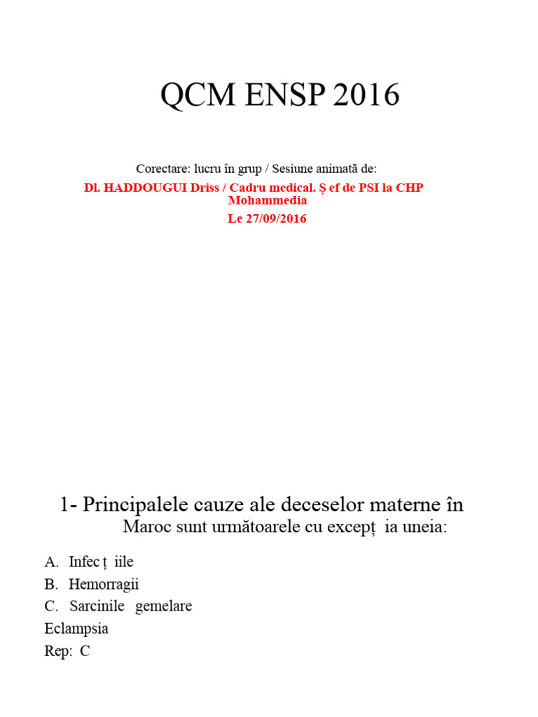 QCM Ensp 2016 | PDF