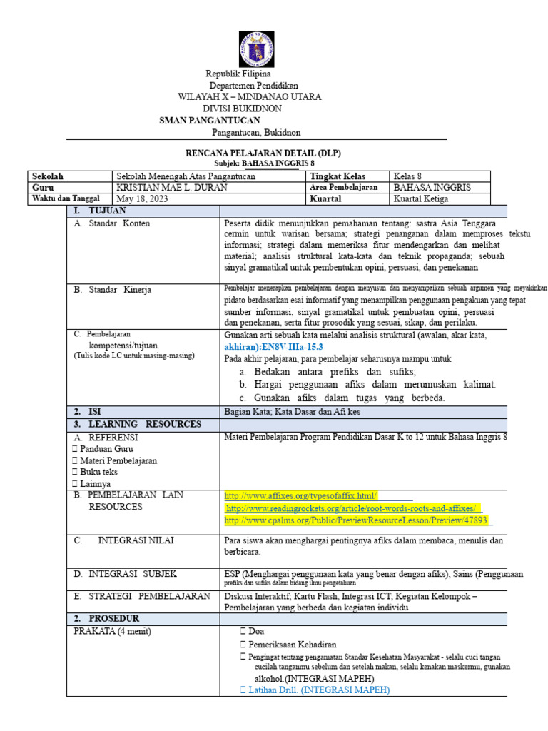 RENCANA PELAJARAN COT Q3 2023 Dengan Anotasi | PDF