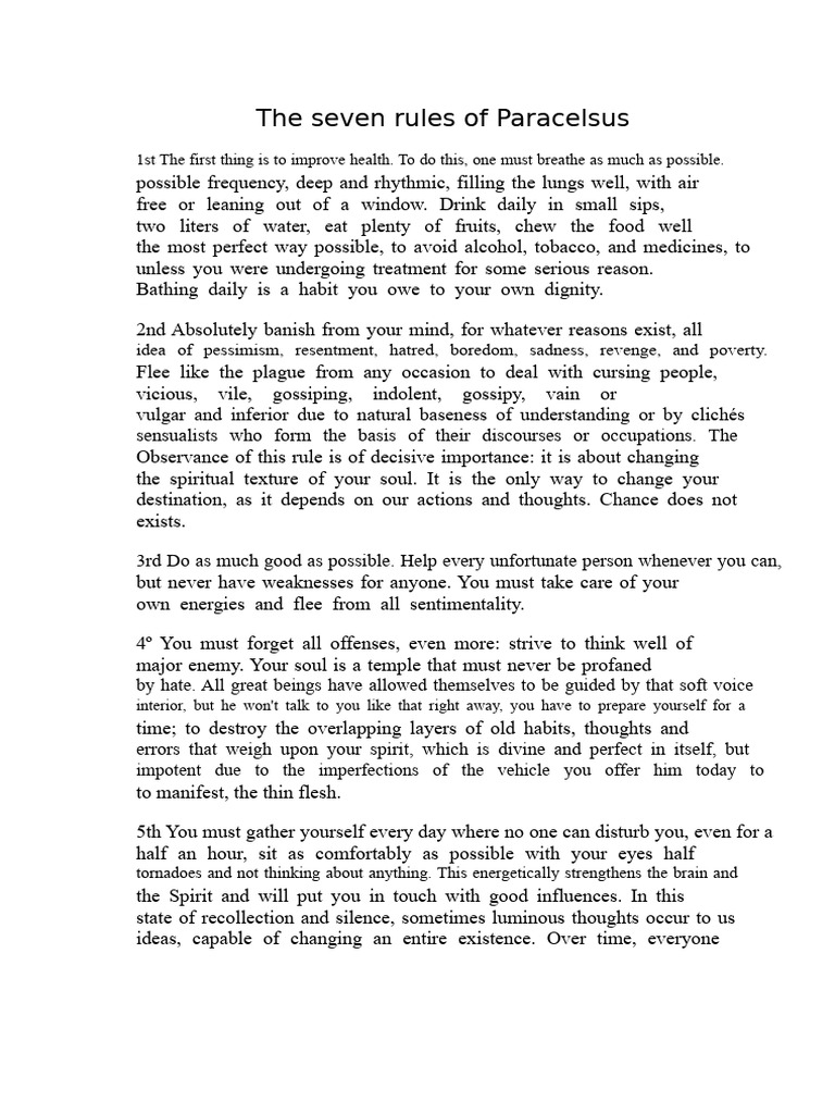 The Seven Rules of Paracelsus | PDF | Spirituality