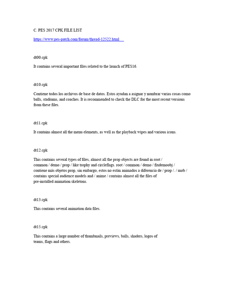 C. PES 2017 CPK File List | PDF | Software | Computing