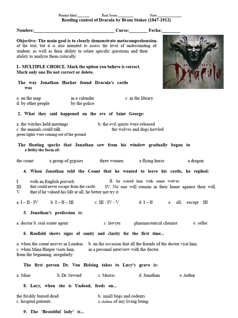 Reading Control of Dracula by Bram Stoker | PDF | Abraham Van Helsing ...