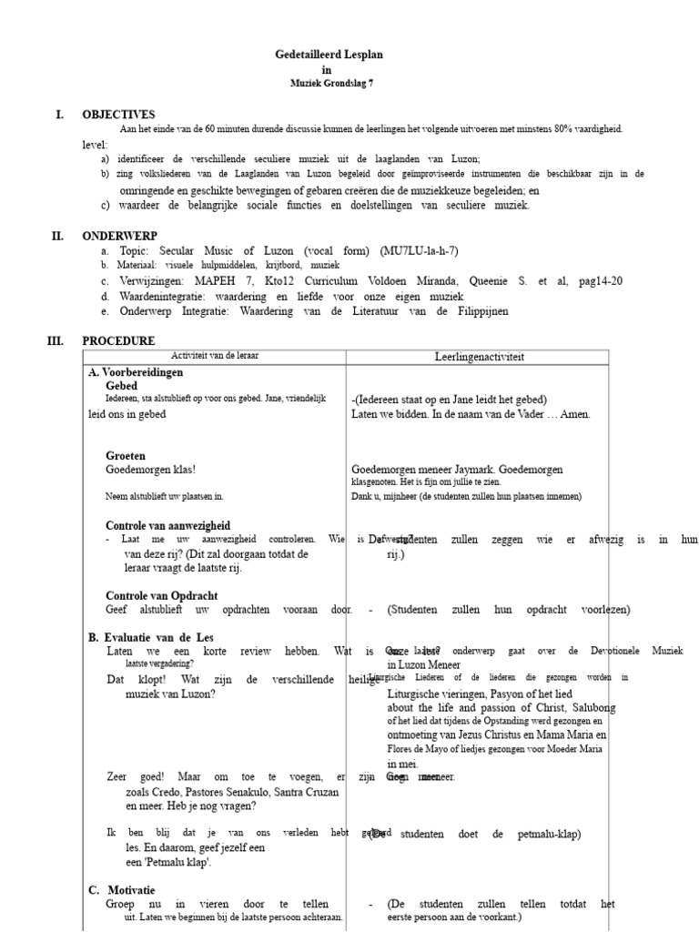 Gedetailleerd Lesplan | PDF