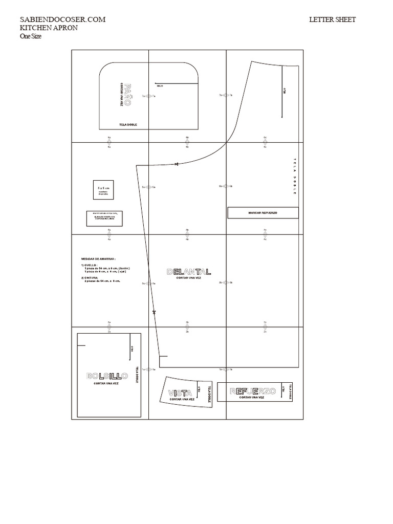 Kitchen Apron Sewing Template Guide | PDF