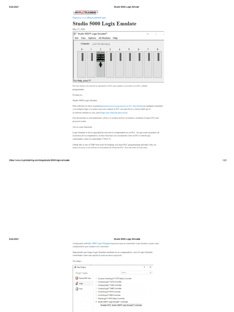 Studio 5000 Logix Emulate | PDF | Controlador lógico programable | Software