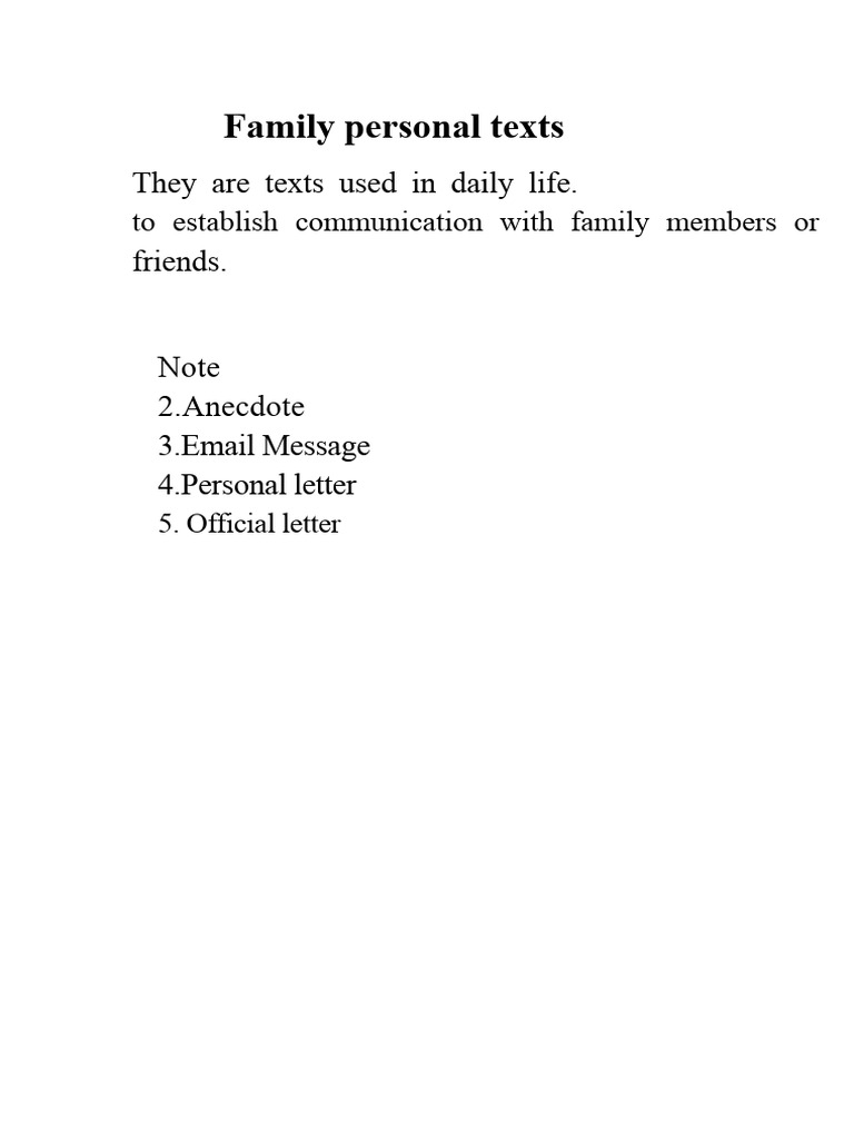 Types of Family Communication Texts | PDF