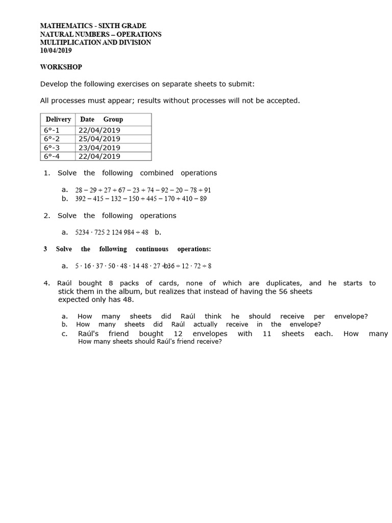 Arithmetic Notes 6th Grade | PDF