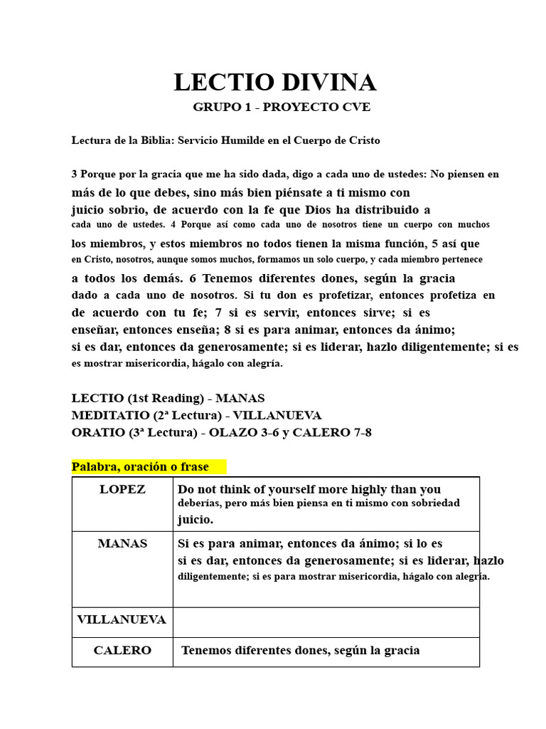 Lectio Divina | PDF | Lectio Divina | Teología