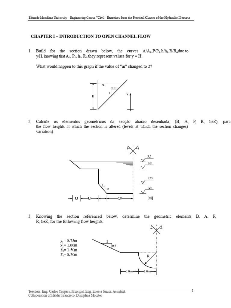 Hydraulics II Exercise Sheet | PDF | Levee | Discharge (Hydrology)